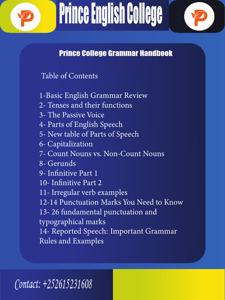 Prince College Grammar Handbook | PDF | Adverb | Adjective