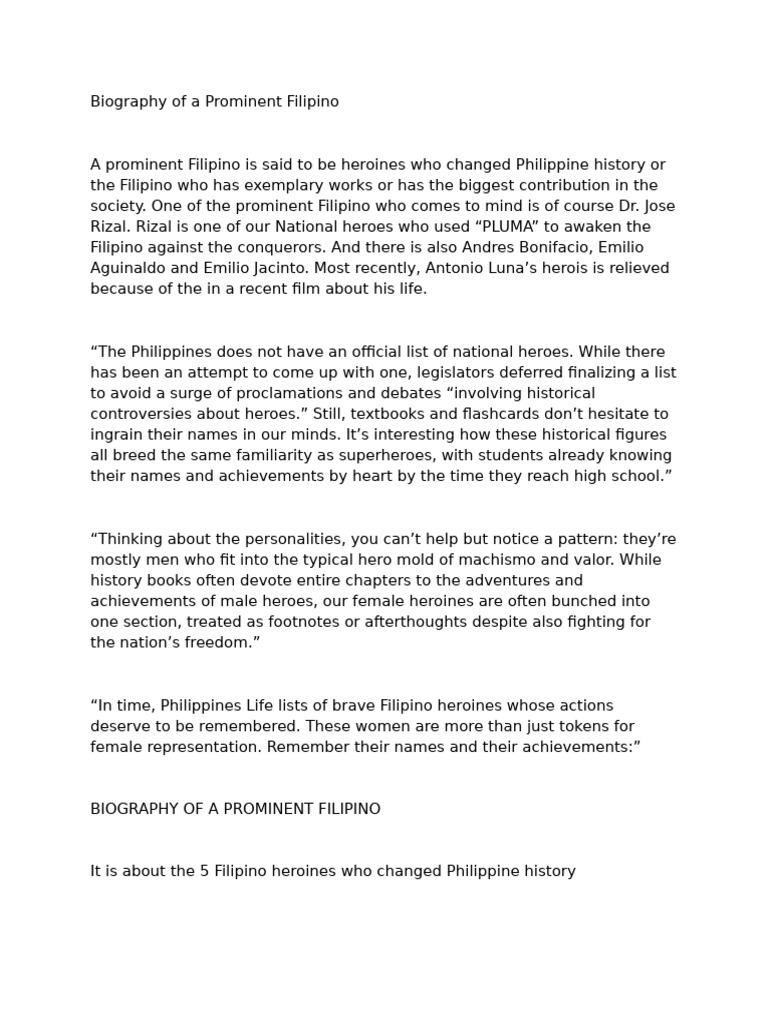 Biography of A Prominent Filipino | PDF | Philippines