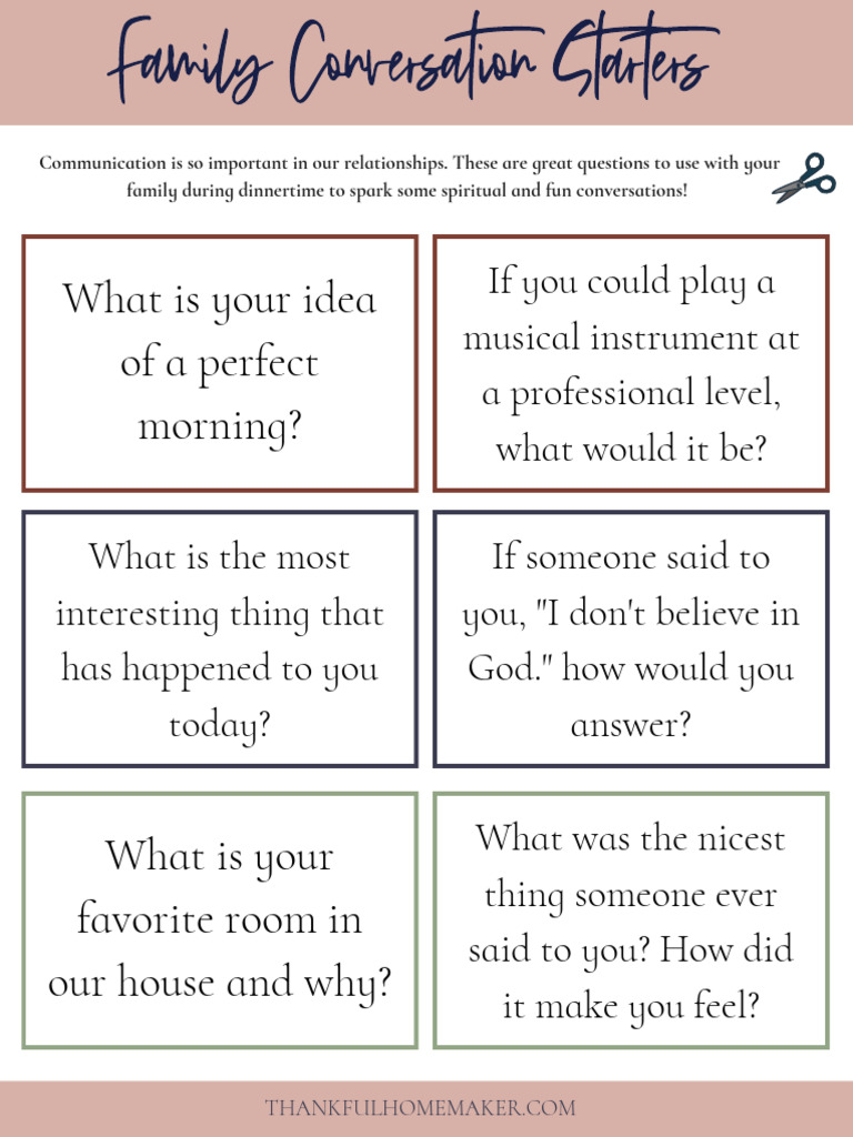 Family Conversation Starter Questions PDF | PDF