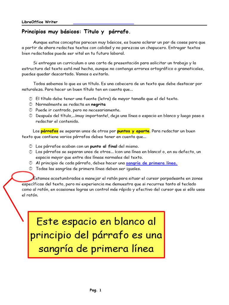 Practica writer iniciación | PDF