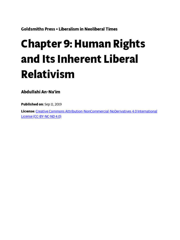 Chapter 9: Human Rights and Its Inherent Liberal Relativism: Goldsmiths ...