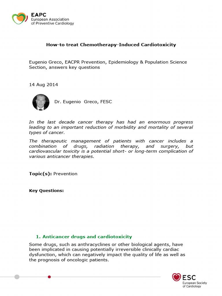 How To Treat Chemotherapy Induced Cardiotoxicity | PDF | Chemotherapy ...