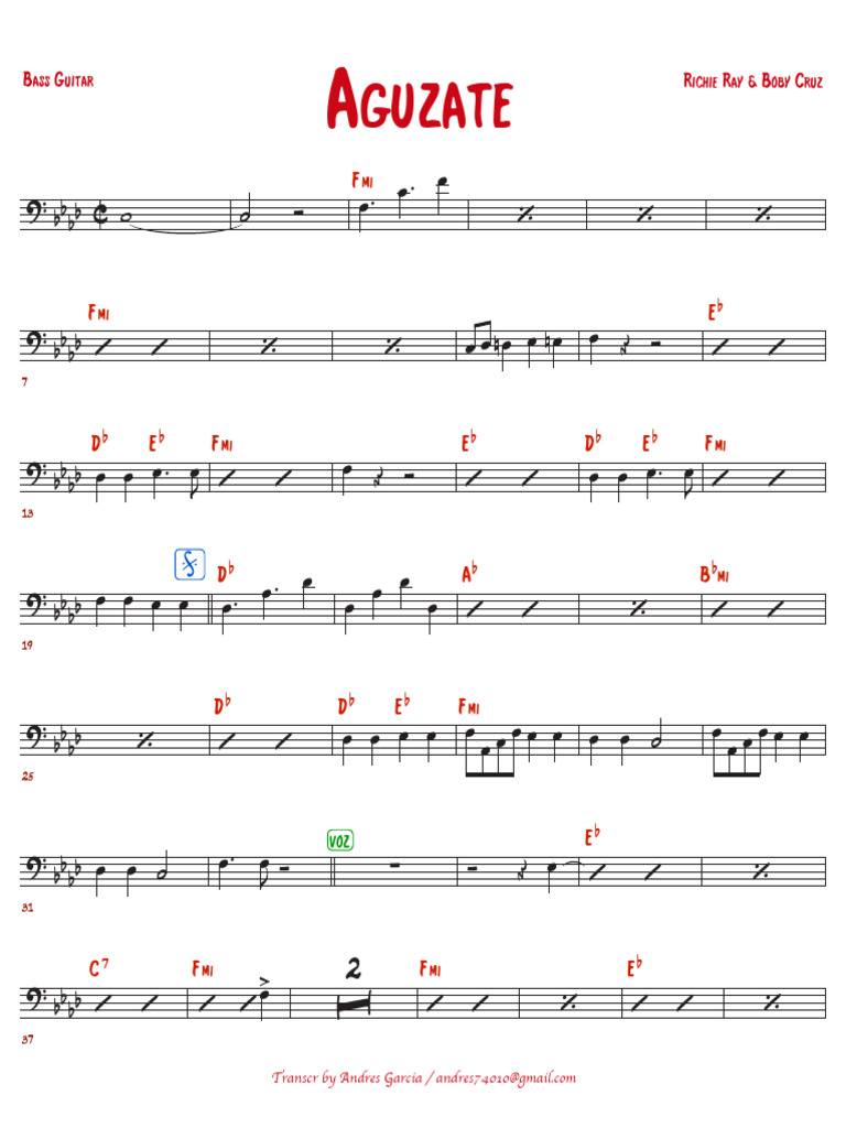 Aguzate - Richie Ray - Bass Guitar | PDF