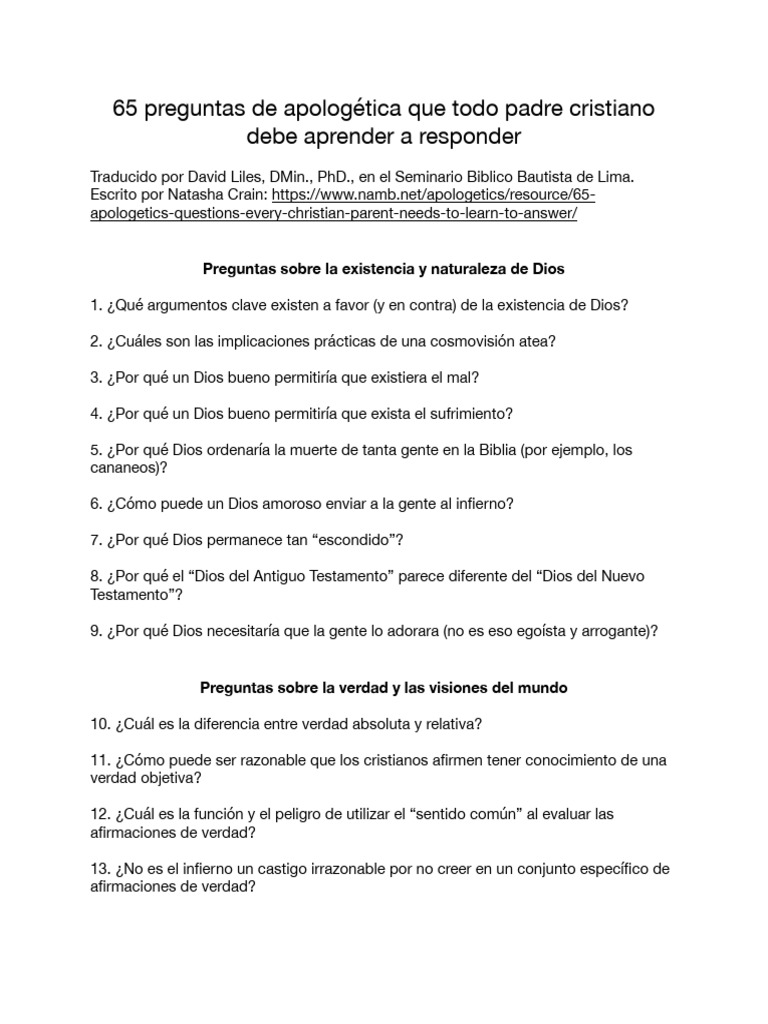 65 Preguntas de Apologética Cristiana | PDF | Jesús | Dios