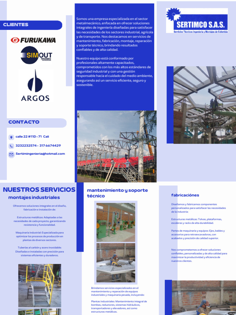 Folleto SERTIMCO S.A.S Estructuras y Fabricaciones Metalicas. | PDF | Calidad (comercial) | Acero