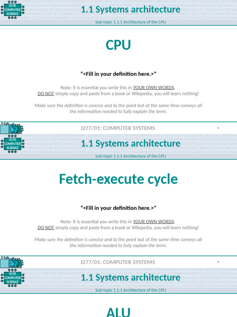 GCSE Computer Science: CPU Architecture | PDF | Computer Data Storage ...