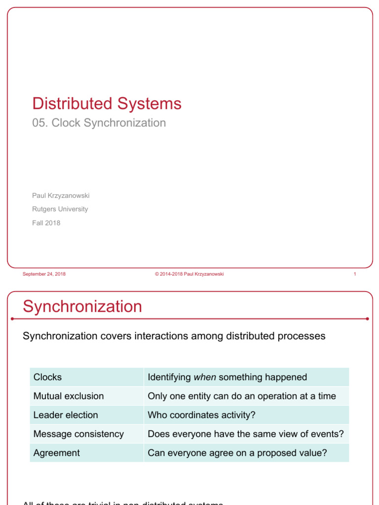 Clock Synchronization in Distributed Systems | PDF | Computer ...