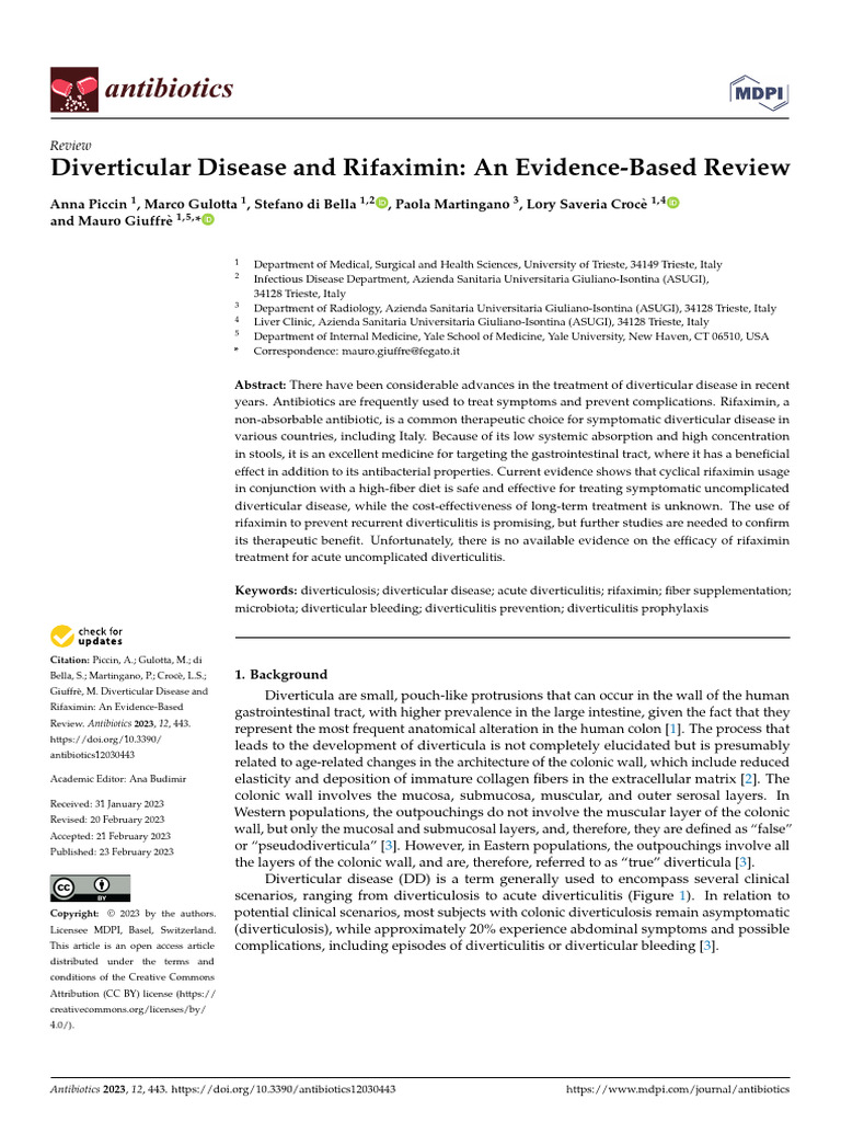 Diverticular Disease and Rifaximin - An Evidence-Based Review | PDF ...