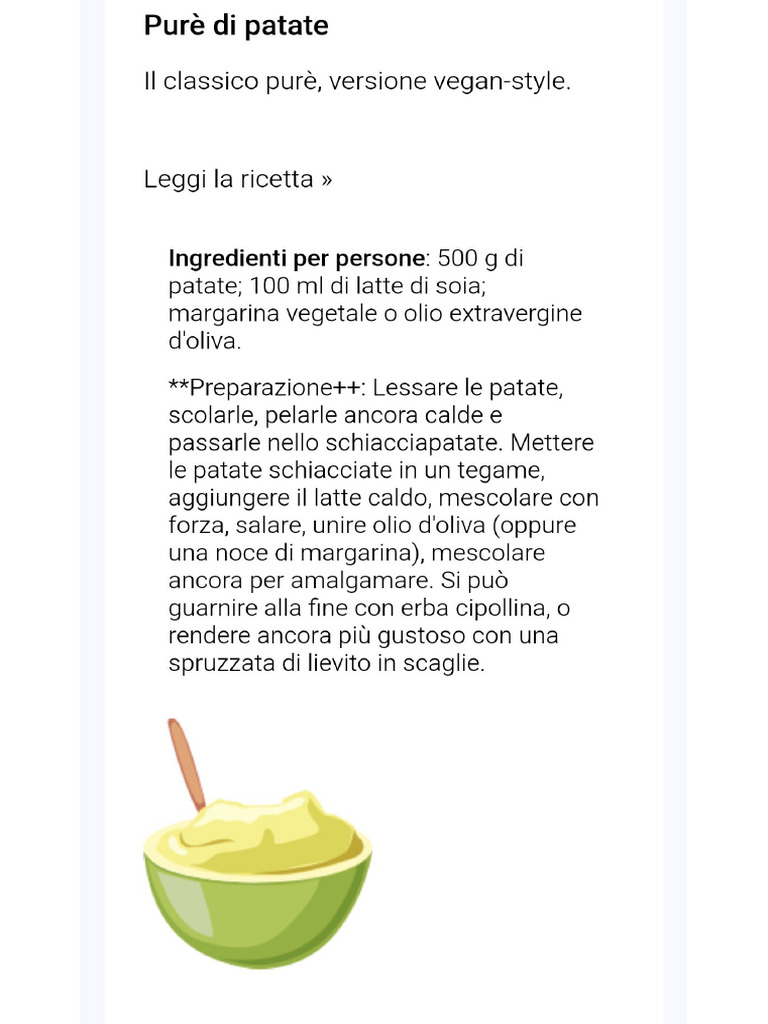 Ricetta Purè Di Patate Vegano | PDF