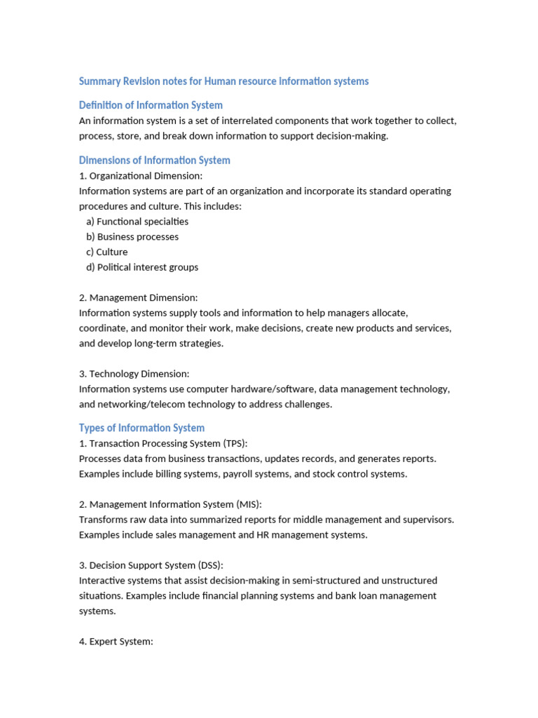 Human Resource Information Systems Overview | PDF | System | Information