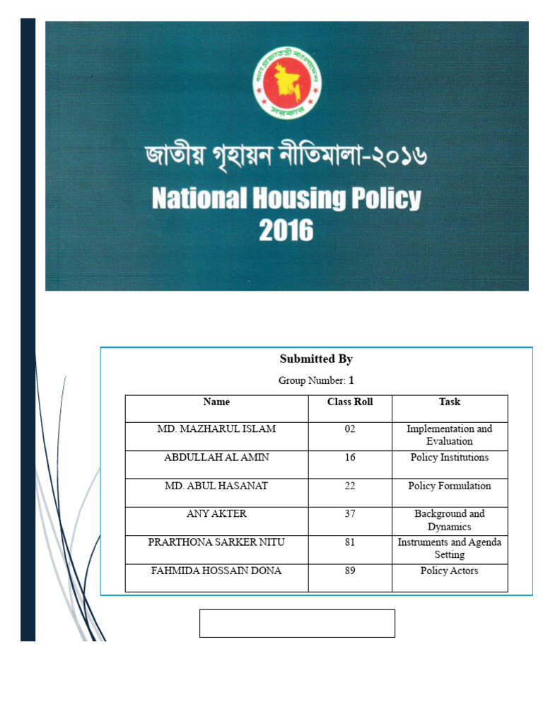 Overview of National Housing Policy 2016 | PDF | Policy | Public ...
