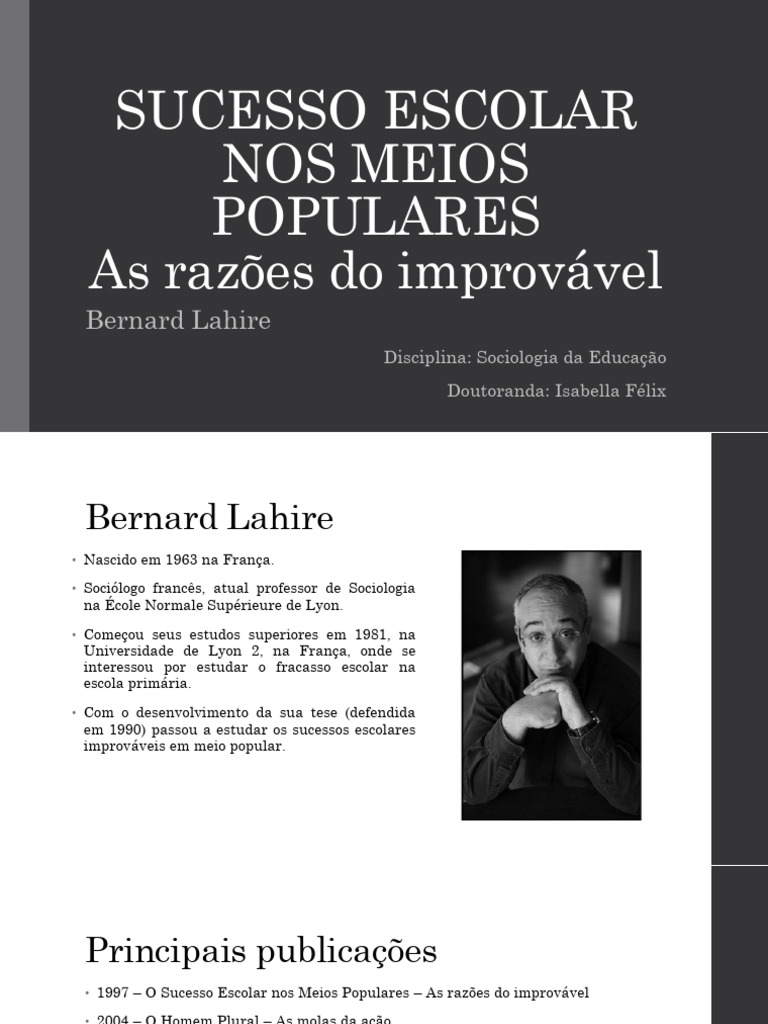 Sucesso Escolar em Meios Populares | PDF | Educação em Artes Liberais