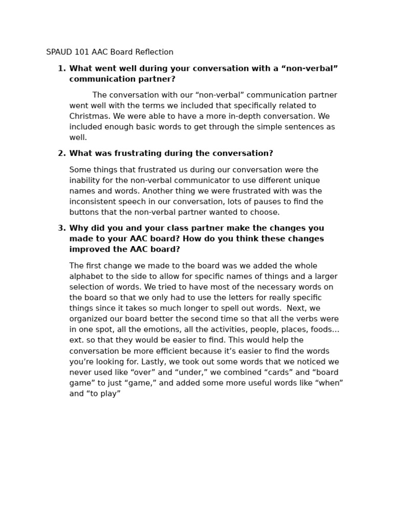 Spaud AAC Board Response Questions | PDF