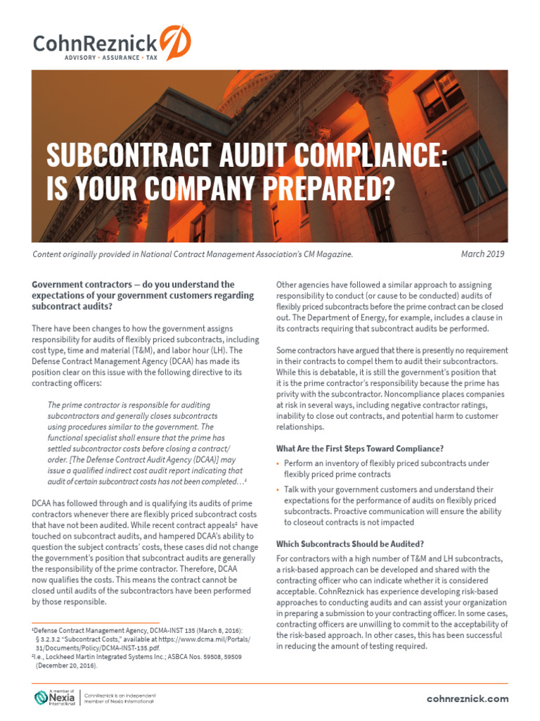 Subcontract_Audit_Compliance_Is_Your_Company_Prepared_CR2019 | PDF ...