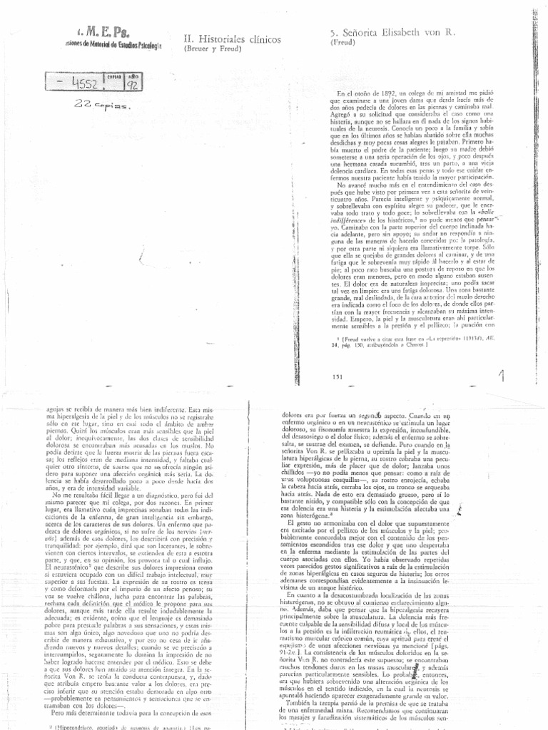 Freud Estudios Sobre La Histeria Elisabe | PDF