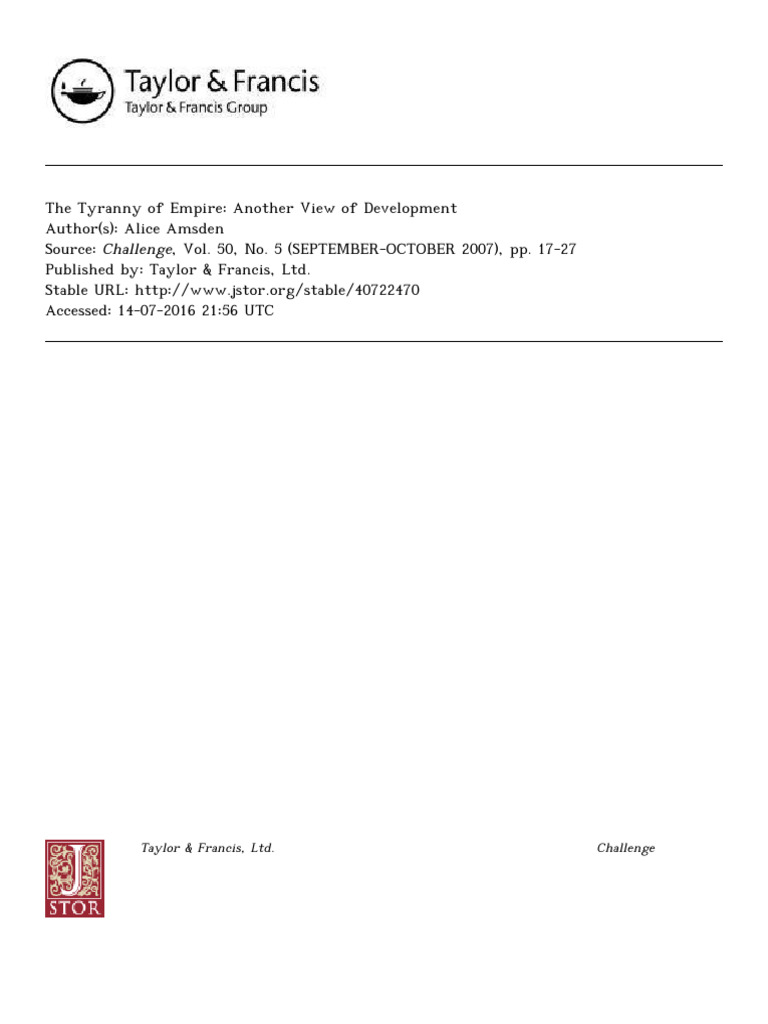 Amsden - 2007 - The Tyranny of Empire | PDF | Developing Country | Opec