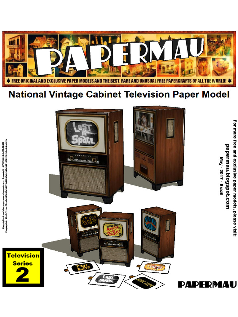 National Vintage Cabinet Television Paper Model by Papermau 2017 A4 | PDF