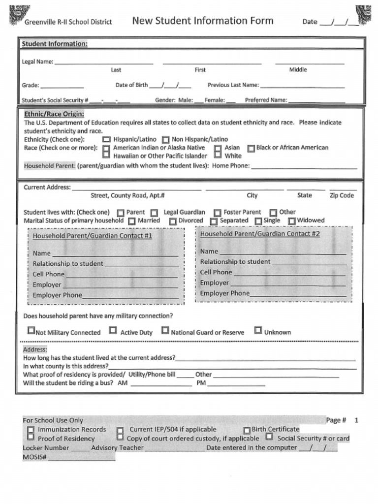 JH HS Enrollment Forms | PDF