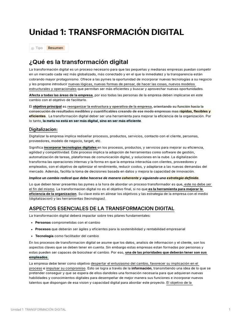 Unidad 1 Transformacion Digital | PDF | Internet de las Cosas ...