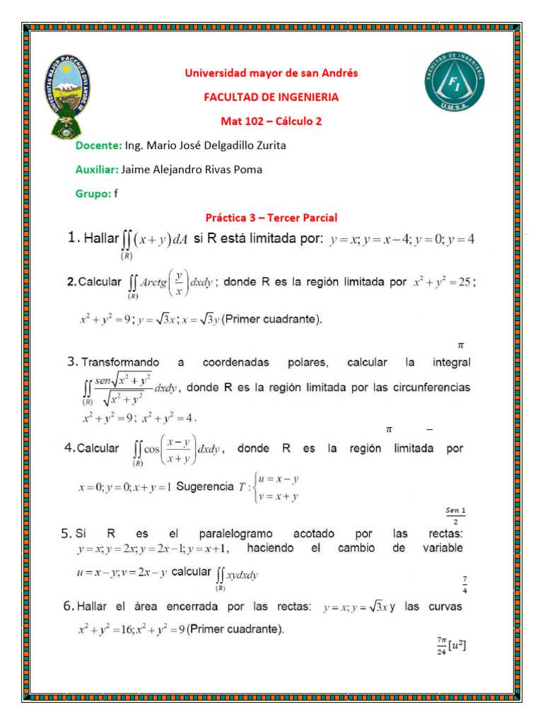 Practica 3er Parcial MAT 102 | PDF | Formas geométricas | Geometría euclidiana