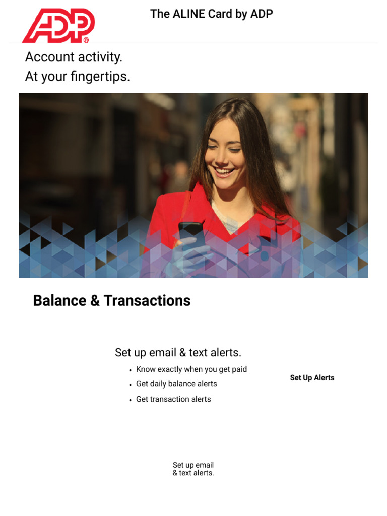 The ALINE Card by ADP - Balance & Transactions | PDF | Automated Teller ...