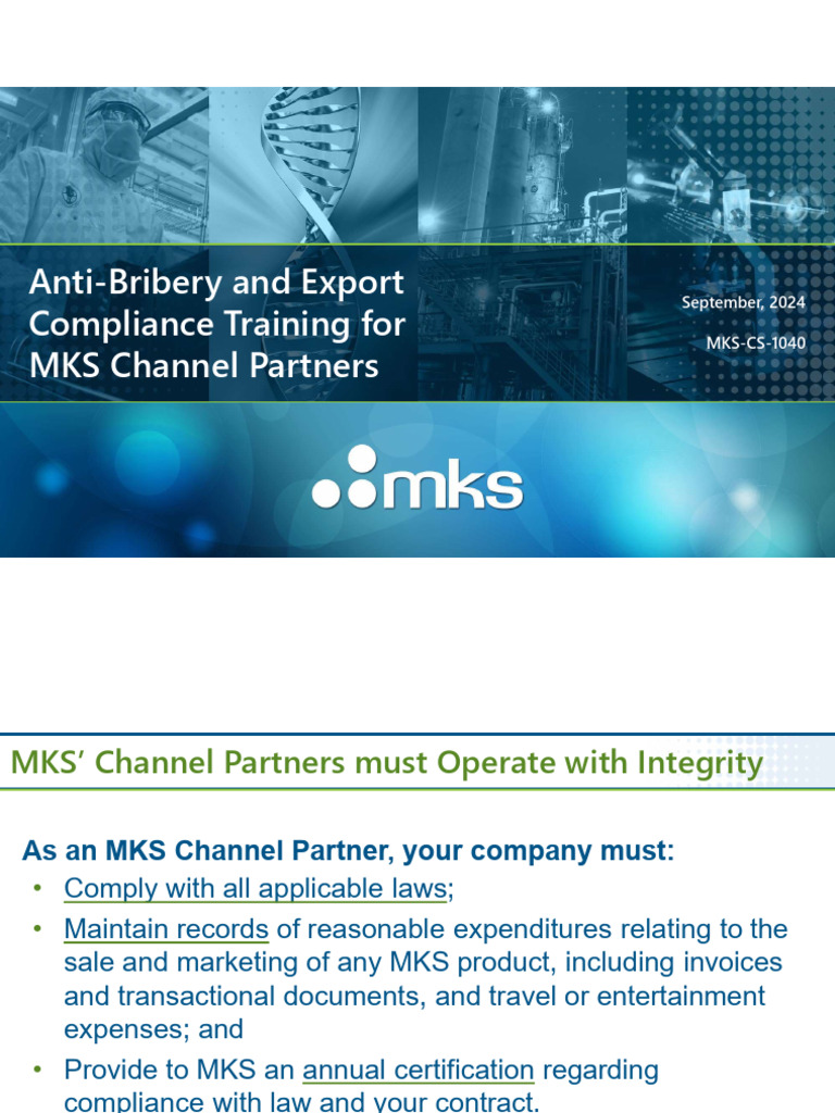 Anti-Bribery and Export Compliance Training For Mks Channel Partners September 2024 | PDF | Bribery