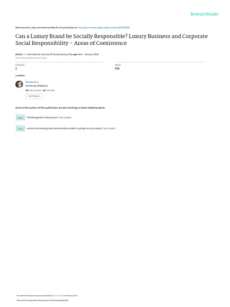 Luxury Brands and Social Responsibility | PDF | Corporate Social ...