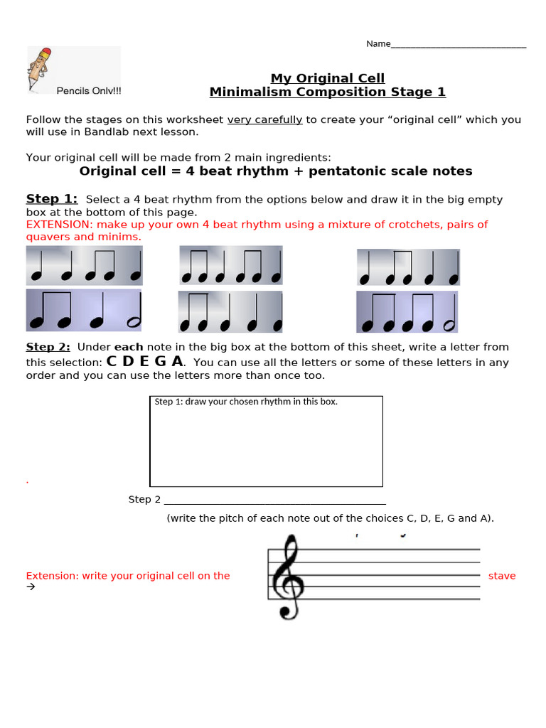 Minimalism Original Cell Worksheet | PDF