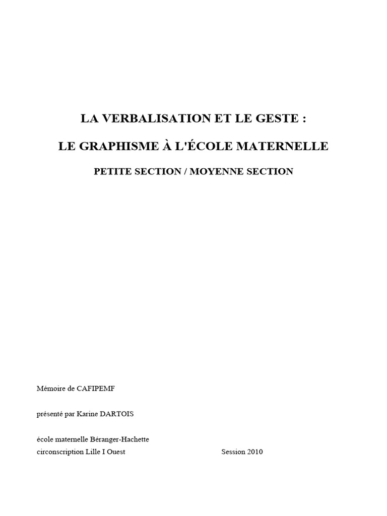 Verbalisation et graphisme en maternelle | PDF | Apprentissage | Pédagogie