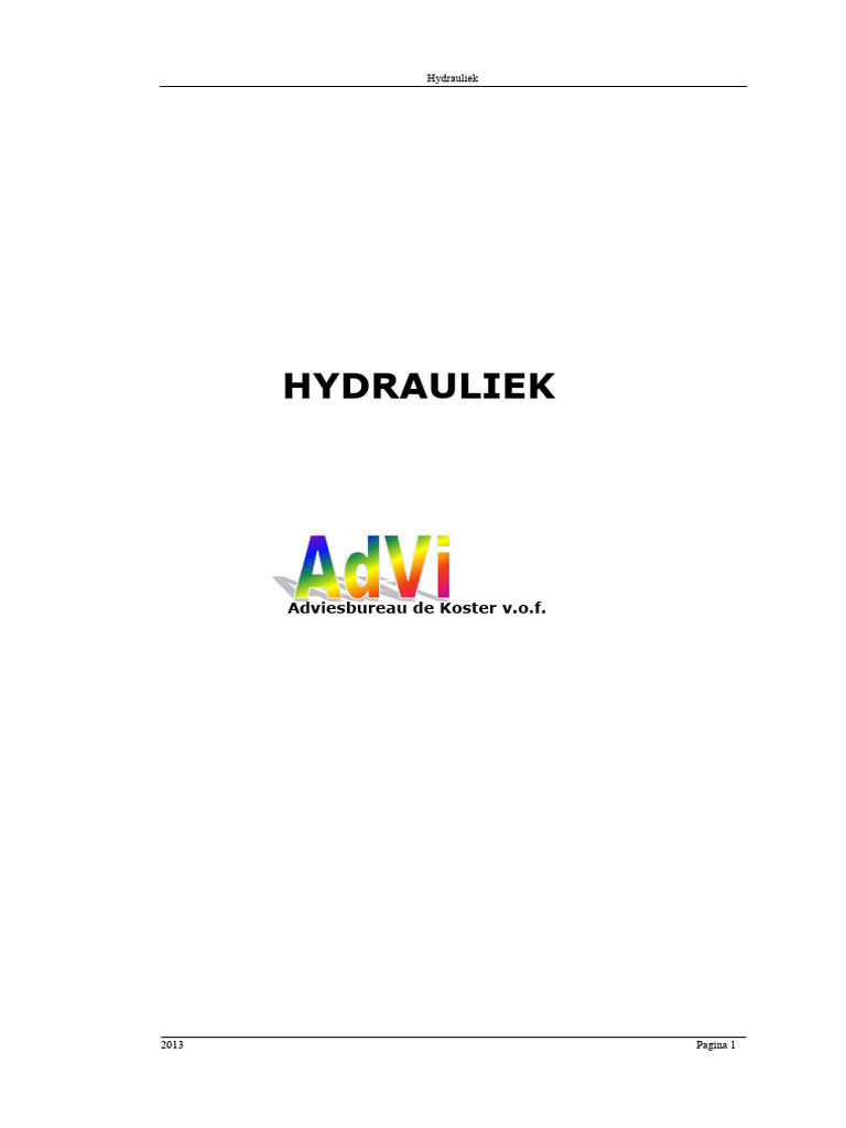 Hydrauliek Voorbeeld Boek 2013 Met Inhoud | PDF