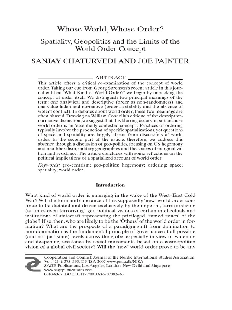 Chaturvedi Painter 2007 Whose World Whose Order Spatiality Geopolitics ...