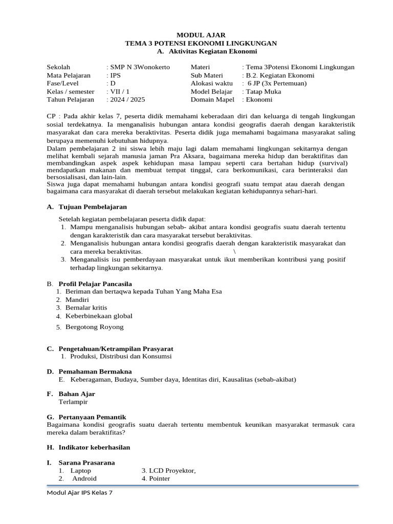 Tema 3. B2 Kegiatan Ekonomi | PDF