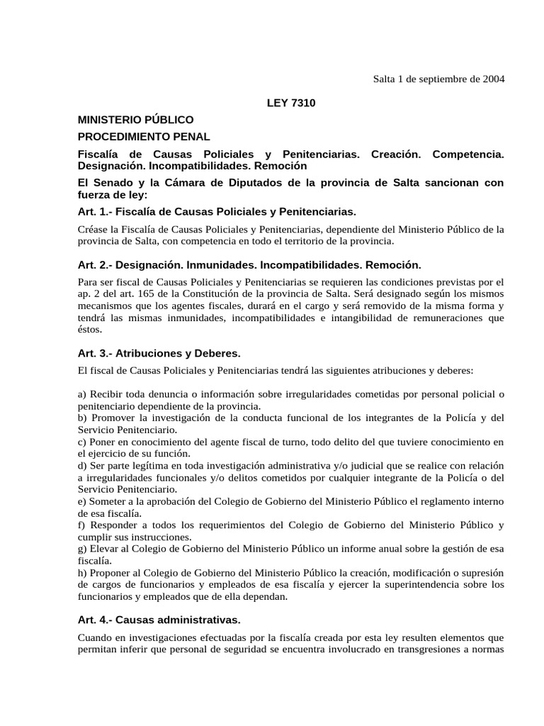 Ley 7310 Crea FCPP | PDF | Fiscal | Policía