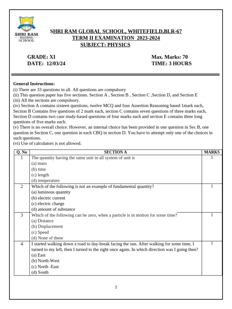 Grade 11 Term 2 Physics QP | PDF | Force | Heat Capacity