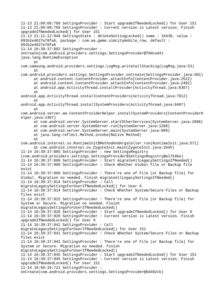 Settings Provider | PDF | Java (Programming Language) | Operating System Technology