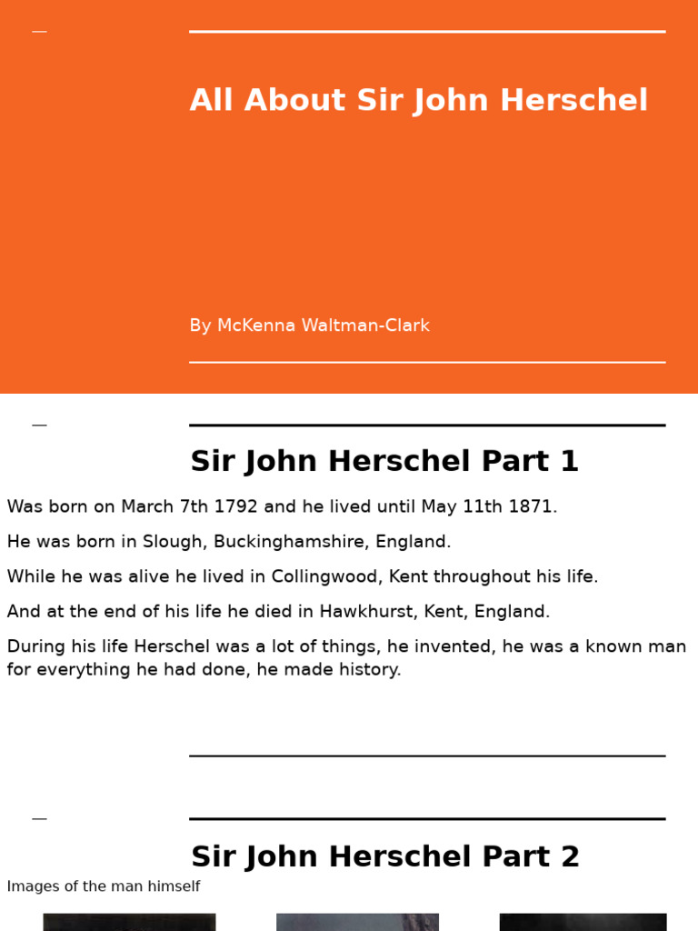 All About Sir John Herschel, McKenna Waltman-Clark, ARH 115 | PDF ...