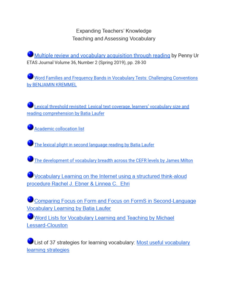 Expand Teacher Knowledg Assessing Vocabulary | PDF