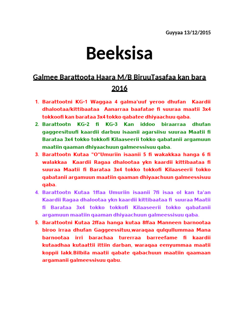 Beeksisa Barattootaa Bara 2016 | PDF