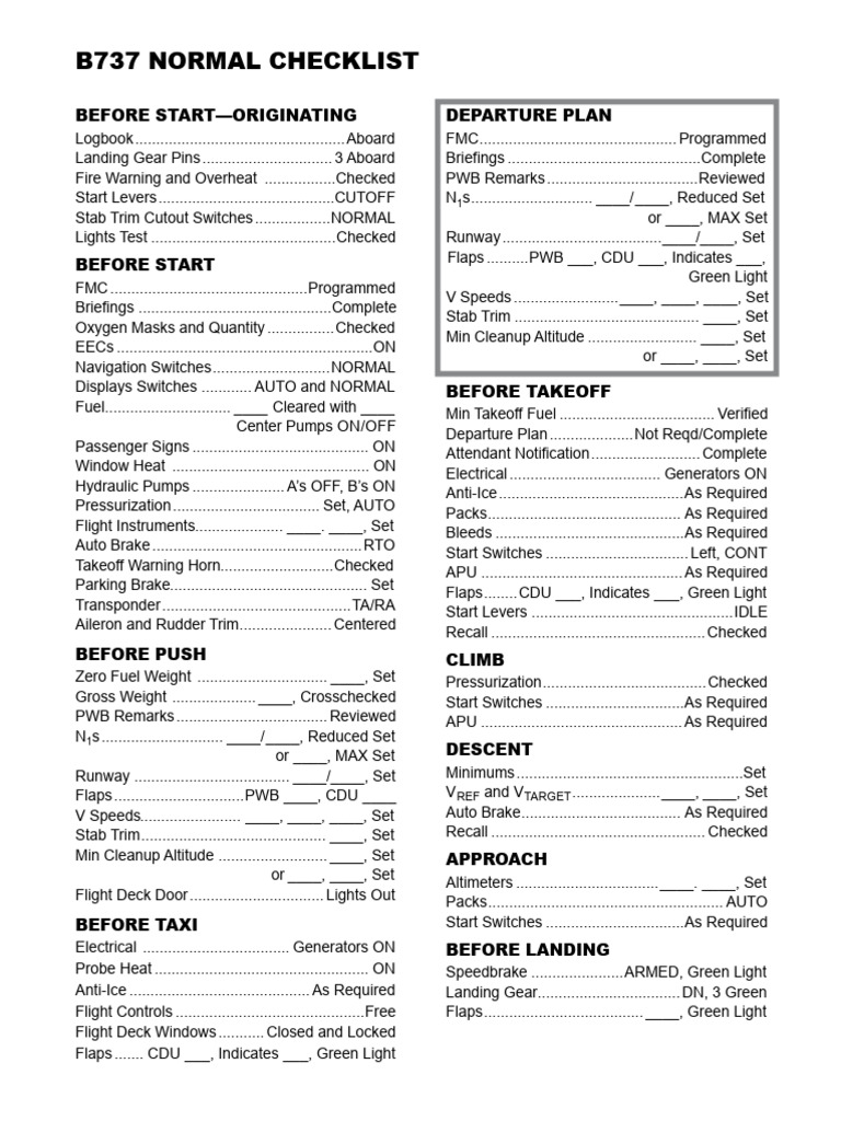FS2Crew MSFS PMDG 737 SOP3 Checklist | PDF | Air Traffic Control | Takeoff
