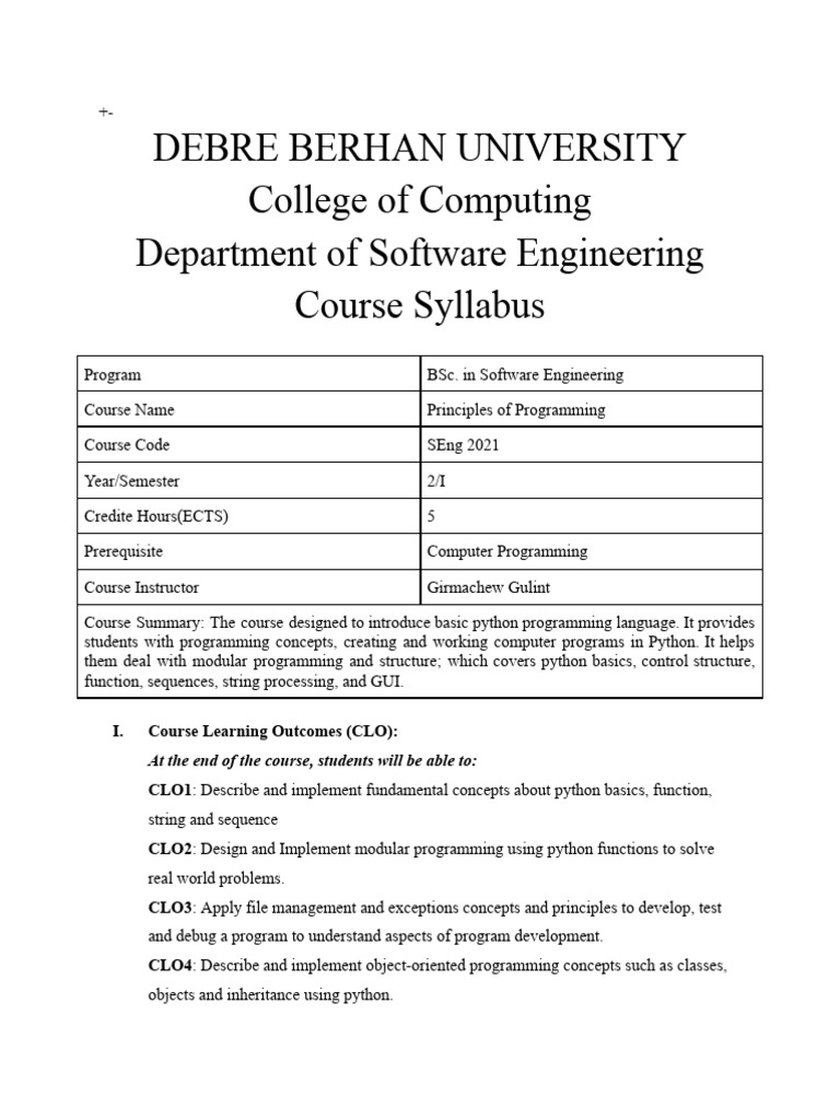 Course Outline (1) | PDF | Control Flow | Python (Programming Language)