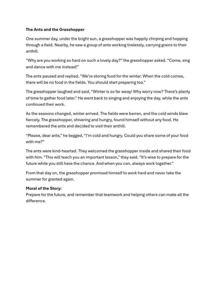 The Ants and The Grasshopper | PDF