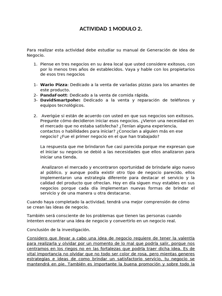 Actividad 1 Modulo 2 | PDF