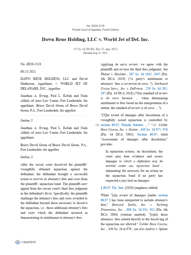 Dawn Rene Holding, LLC v. World Jet of Del. Inc | PDF | Lawsuit ...