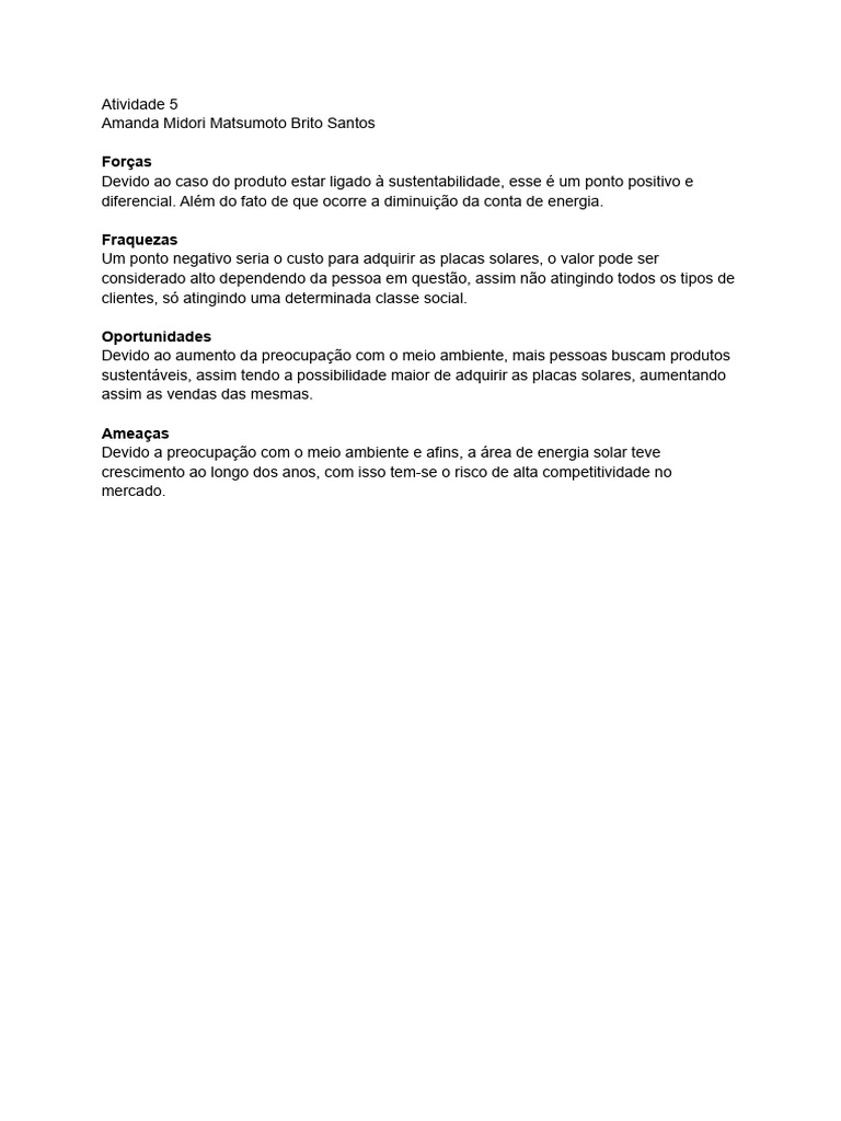 Atividade 5 - Amanda Midori | PDF