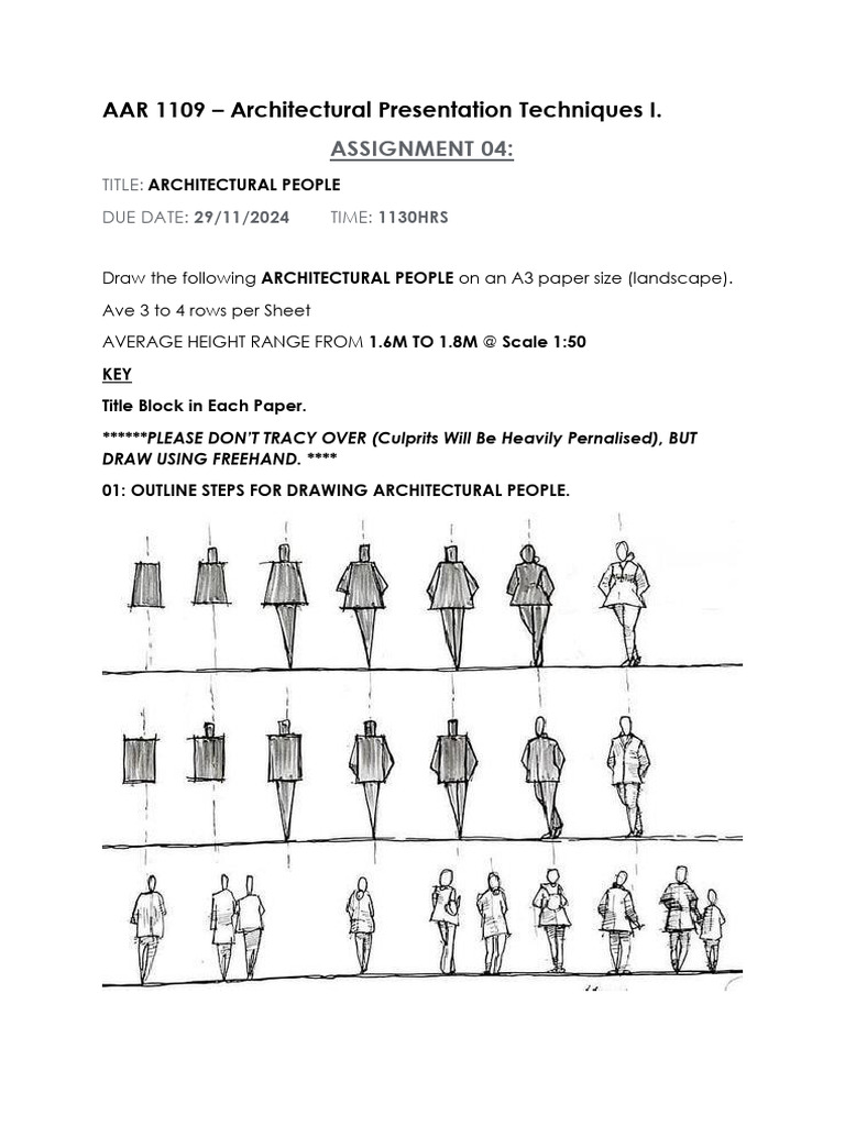Architectural People Drawing Assignment | PDF