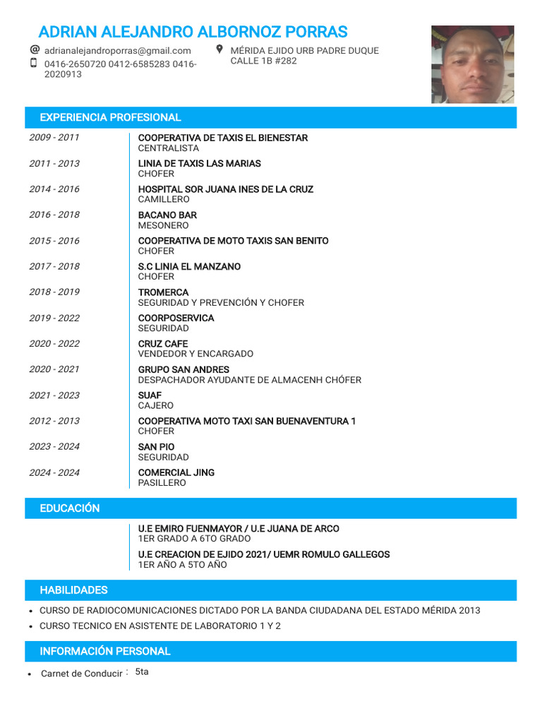 Currículum Segundo Adrián Albornoz | PDF