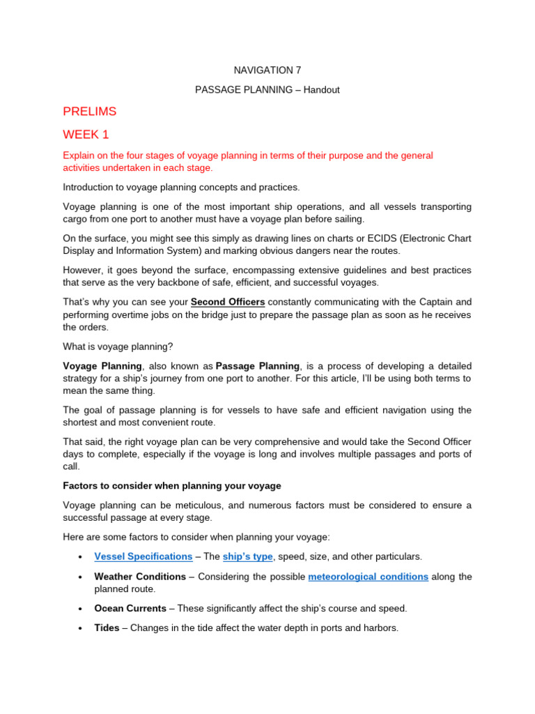 Voyage Planning Stages and Guidelines | PDF | Navigation