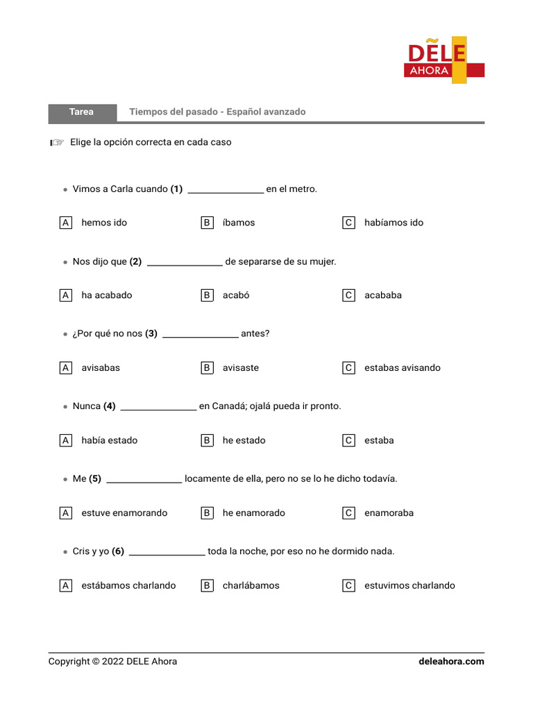 Tiempos Del Pasado Espanol Avanzado | PDF