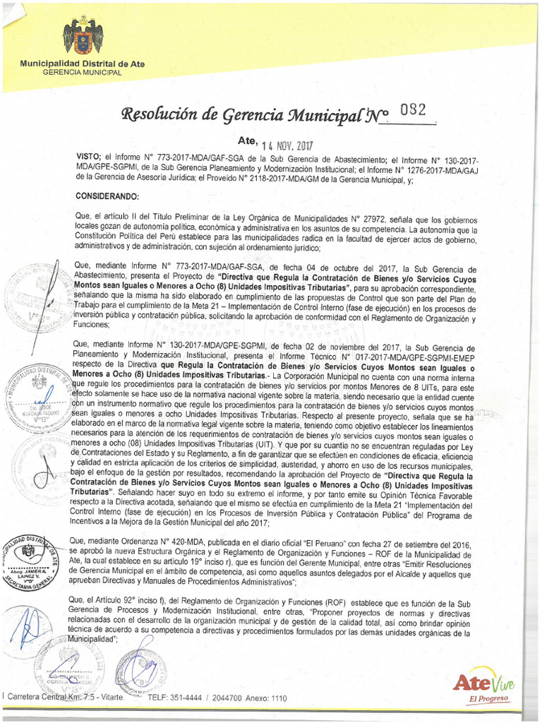 Directiva 011 2017 RGM 082 Regula Contratacion 8 Uit | PDF