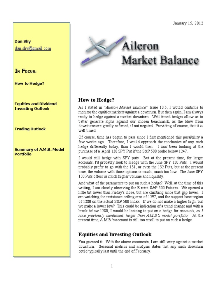 Aileron Market Balance: Issue 11 | PDF | Hedge (Finance) | Futures Contract